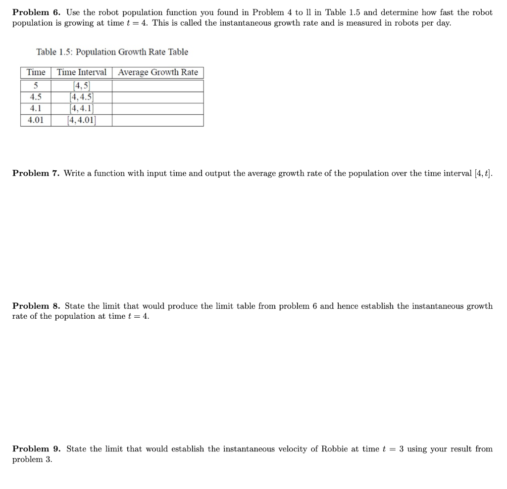 Solved Problem 6. Use the robot population function you | Chegg.com