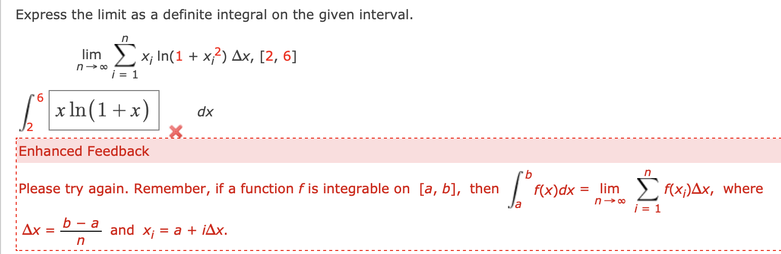 Solved Express the limit as a definite integral on the given | Chegg.com