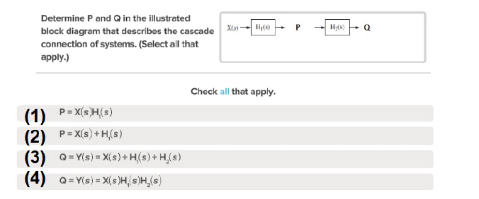 Solved Determine P and Q in the illustrated block diagram | Chegg.com