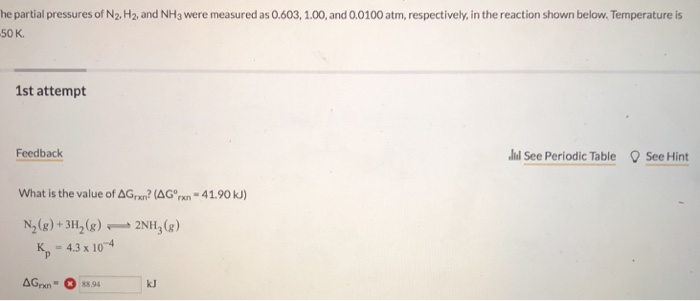 Solved he partial pressures of N2 H2 and NH3 were measured | Chegg.com