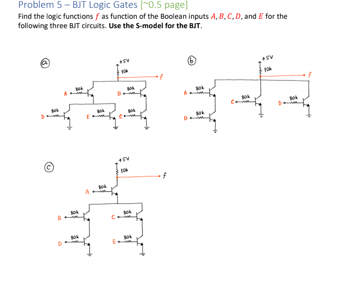 Solved Problem 5 - BJT Logic Gates (~0.5 page] Find the | Chegg.com