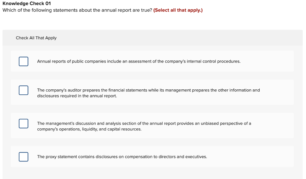 Solved Knowledge Check 01 Which of the following statements | Chegg.com