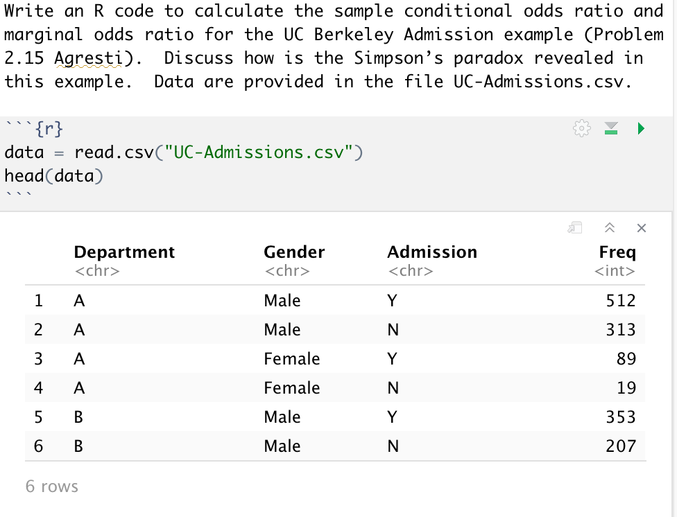 Write an R code to calculate the sample conditional | Chegg.com