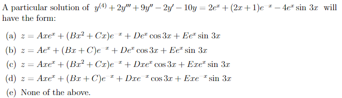 Solved A particular solution of | Chegg.com