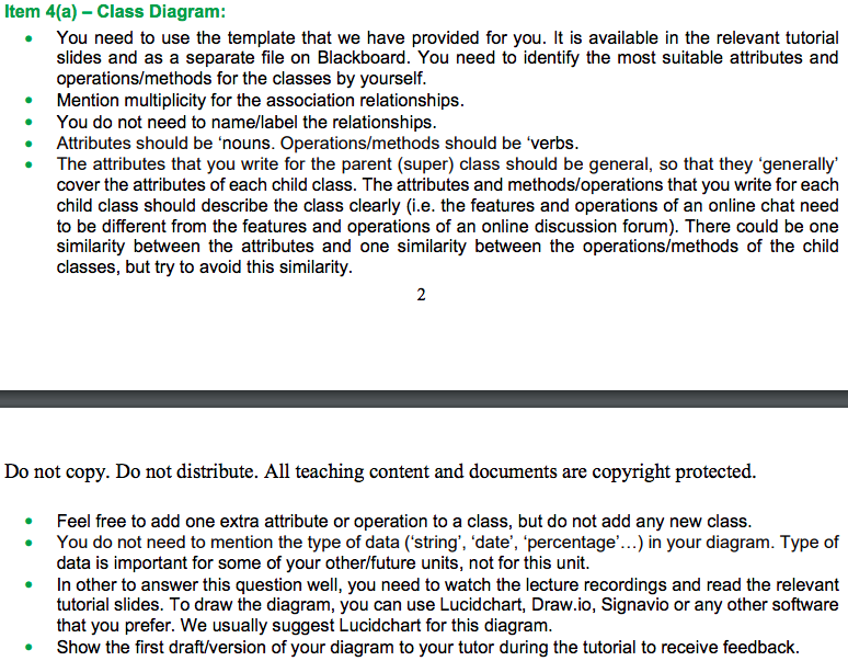 Solved Item 4(a) - Class Diagram: You need to use the | Chegg.com