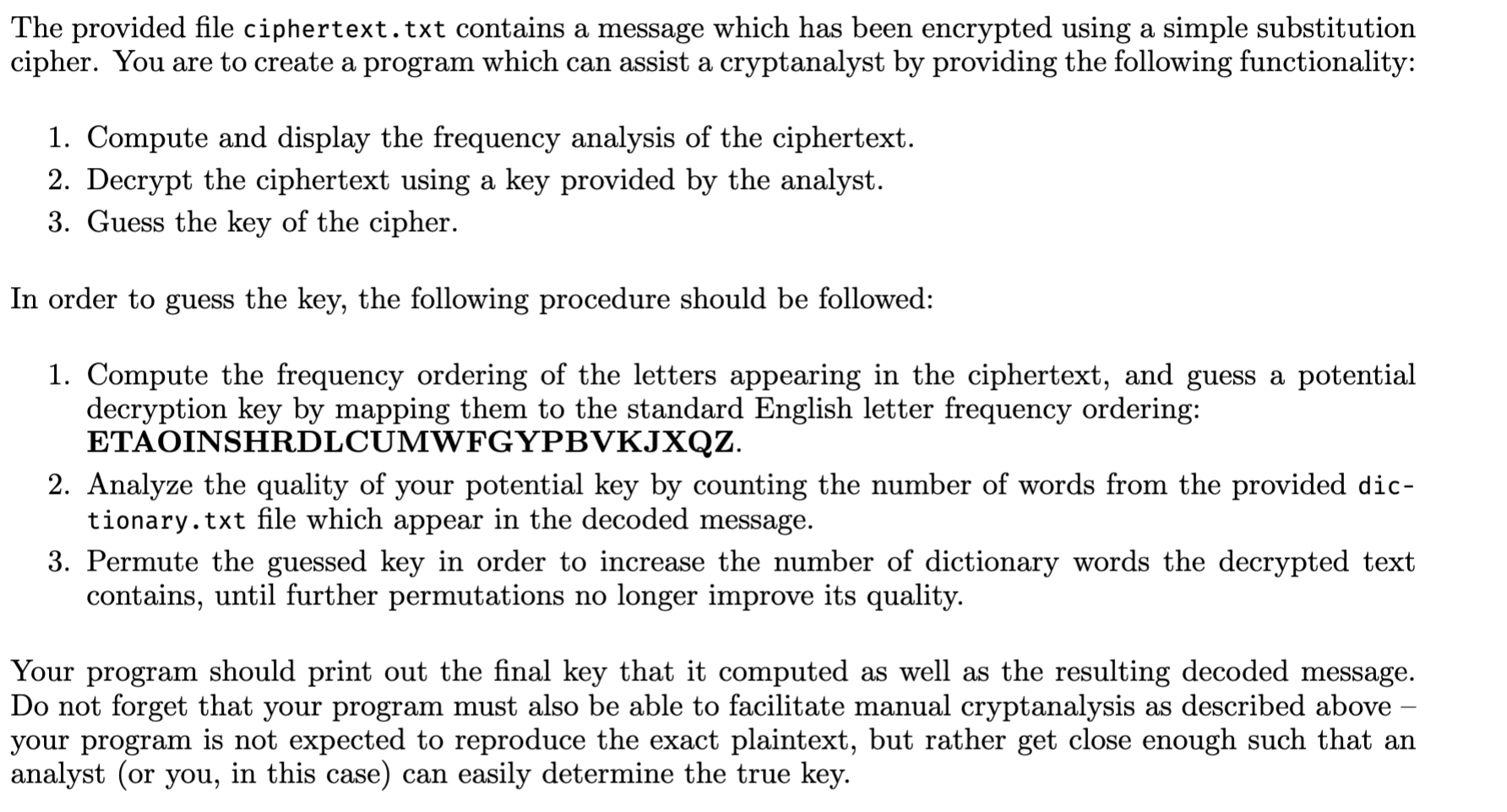 Solved The provided file ciphertext.txt contains a message | Chegg.com