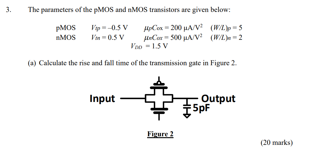 Solved The parameters of the pMOS and nMOS transistors are | Chegg.com