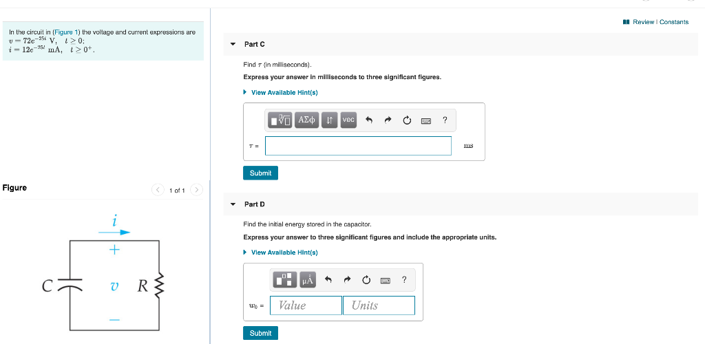 Solved I Review Constants In the circuit in (Figure 1) the | Chegg.com