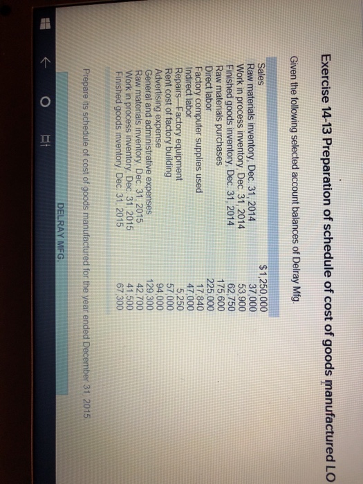 Solved Exercise 14-13 Preparation of schedule of cost of | Chegg.com