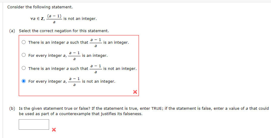 Solved Consider the following statement. va EZ (a - - 1) is | Chegg.com