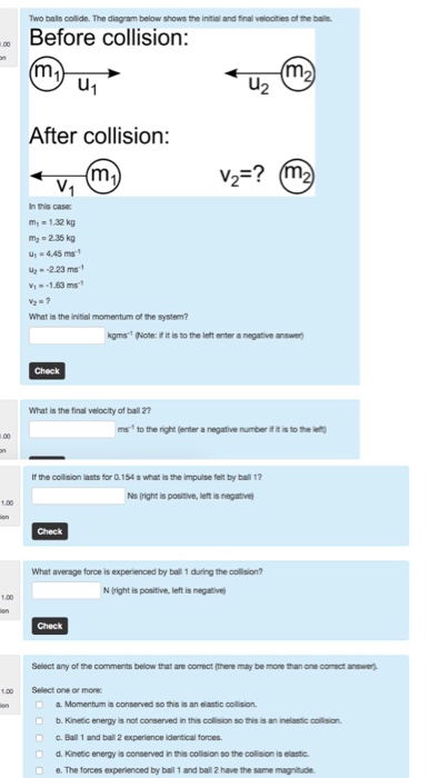 Solved Two bals collide. The diagram below shows the initial | Chegg.com