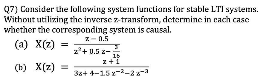 Solved Consider the following system functions for stable | Chegg.com