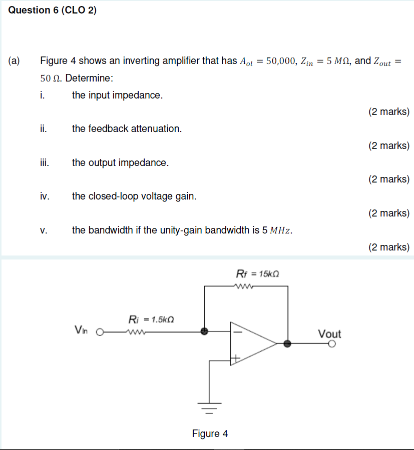 Solved Question 6 (CLO 2) (a) = Figure 4 shows an inverting | Chegg.com Solved Question 6 (CLO 2) (a) = Figure 4 shows an inverting | Chegg.com
