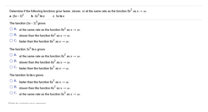 Solved Determine if the following functions grow faster, | Chegg.com