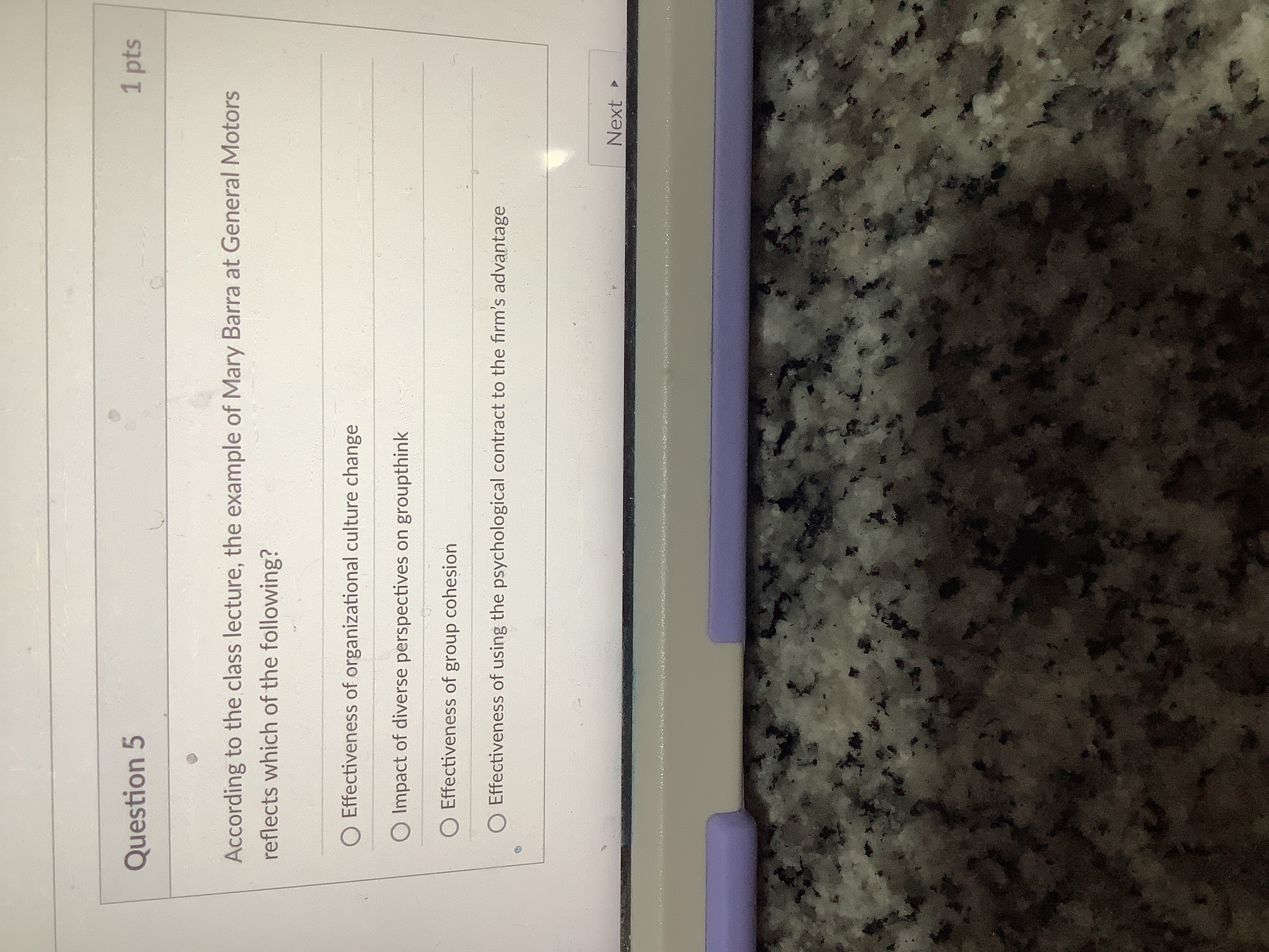 Question 5According to the class lecture, the example | Chegg.com