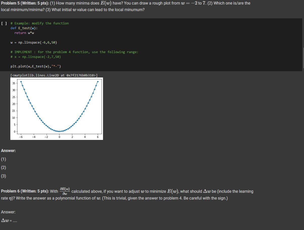 Solved Problem 5 (Written: 5 pts): (1) How many minima does | Chegg.com