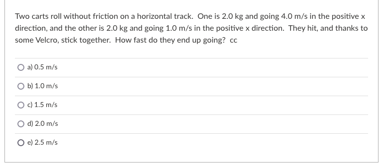 Solved Two carts roll without friction on a horizontal | Chegg.com