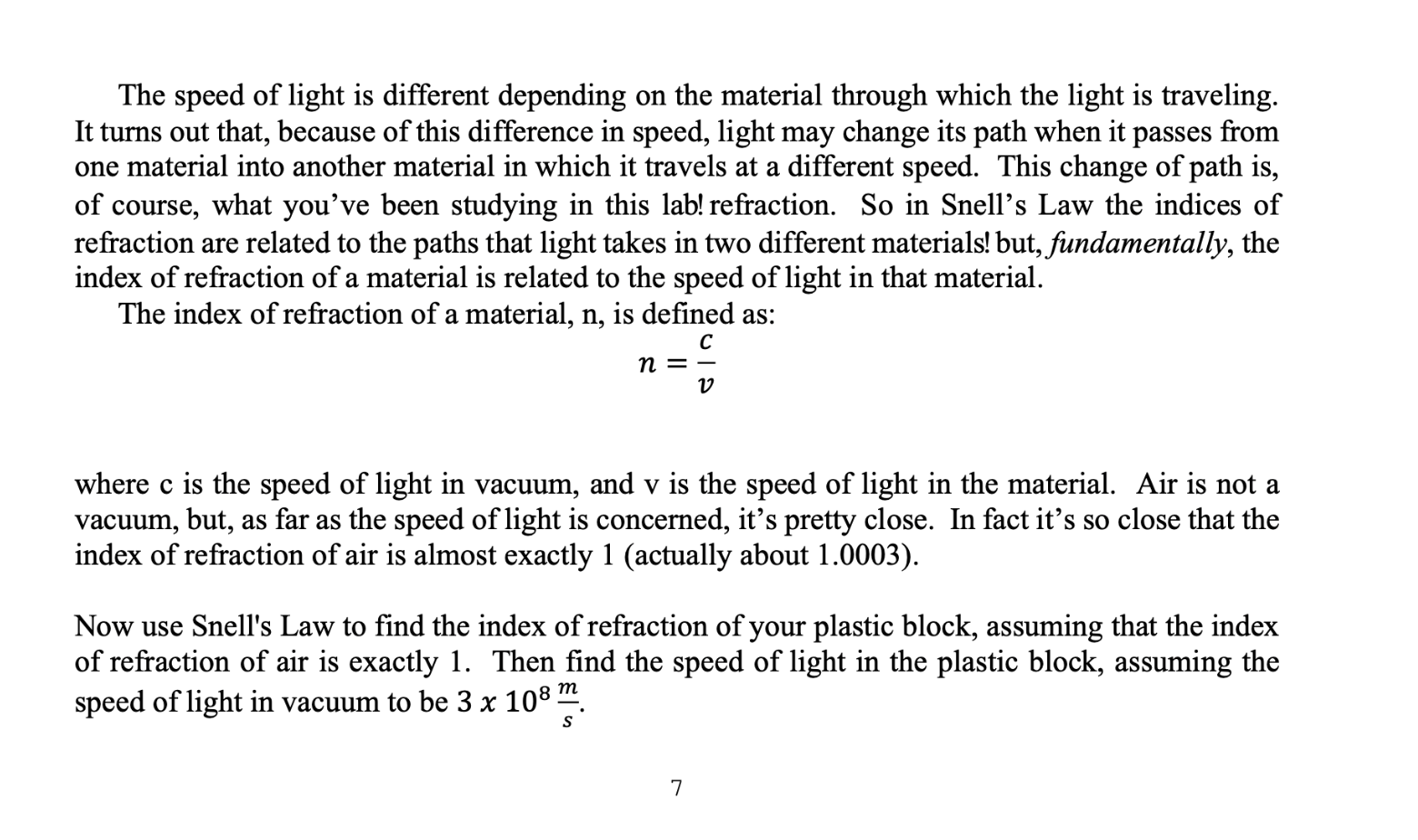 Task 3: Index of Refraction 4 Now we are going to | Chegg.com