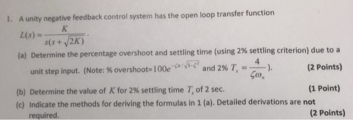 Solved A unity negative feedback control system has the open | Chegg.com