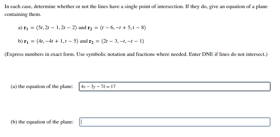 Solved In each case, determine whether or not the lines have | Chegg.com