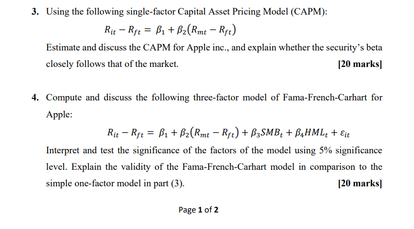 Using the following single-factor Capital Asset | Chegg.com