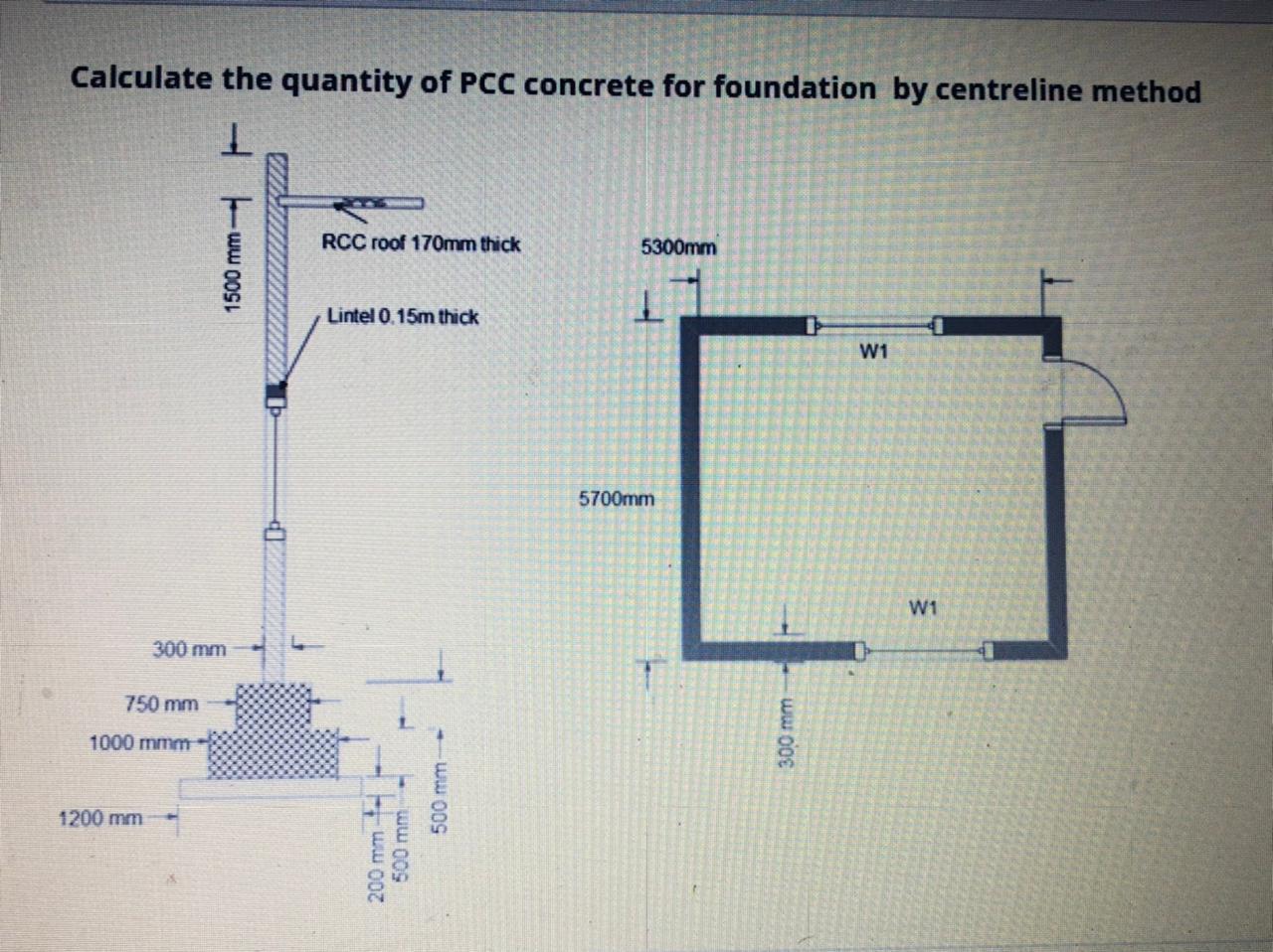 Solved Calculate the quantity of PCC concrete for foundation | Chegg.com