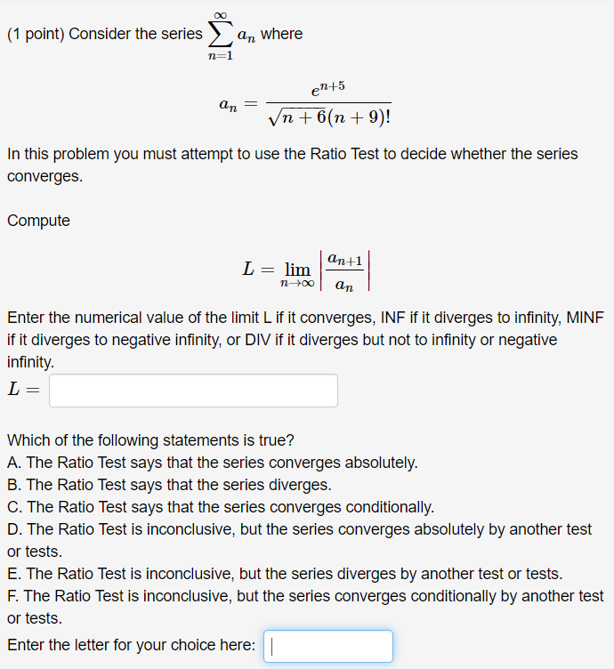 Solved an where (1 point) Consider the series n=1 (-4n – 5) | Chegg.com