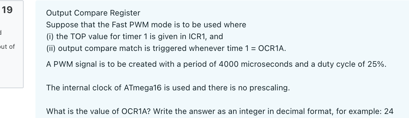 Solved Output Compare Register Suppose that the Fast PWM | Chegg.com