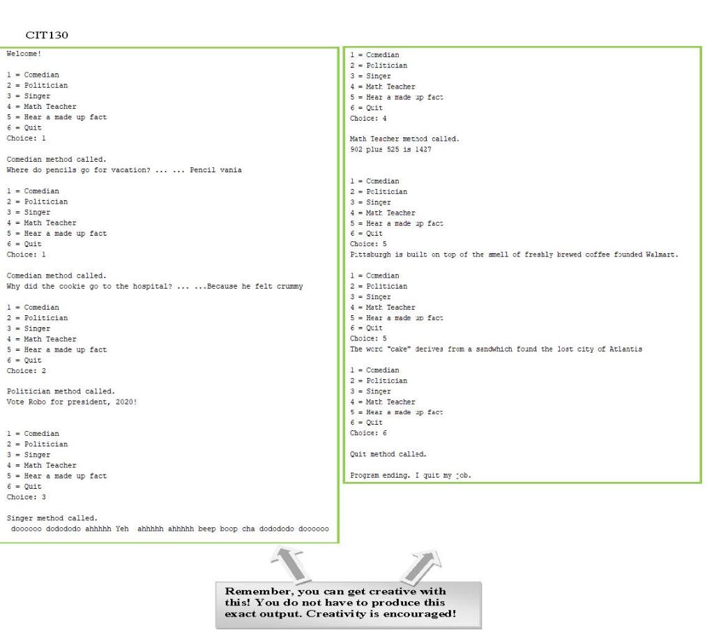 Solved CIT130 Lab Assignment 4 Implementing an Interface | Chegg.com