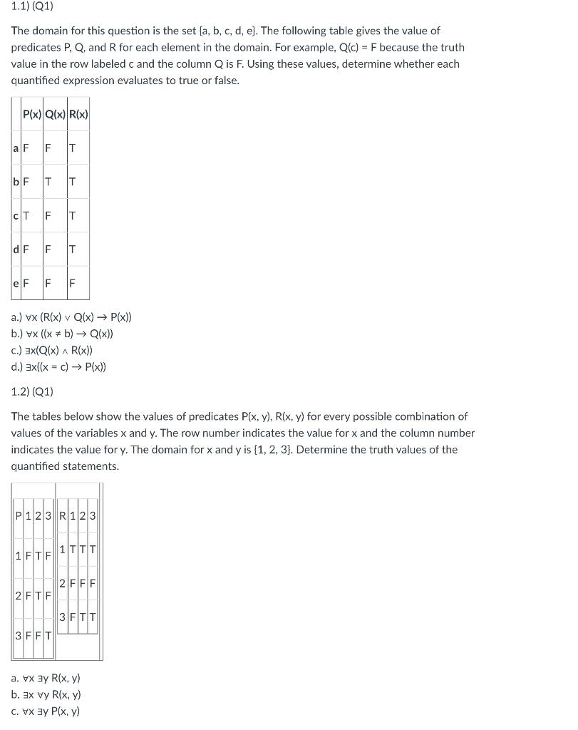 Solved The domain for this question is the set {a,b,c,d,e}. | Chegg.com