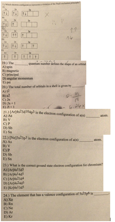Solved Which electron configuration represents a violation | Chegg.com