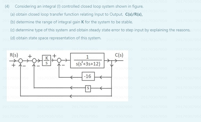 Solved (4) Considering an integral (1) controlled closed | Chegg.com
