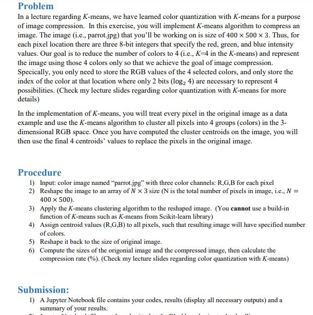 Problem In a lecture regarding K-means, we have | Chegg.com