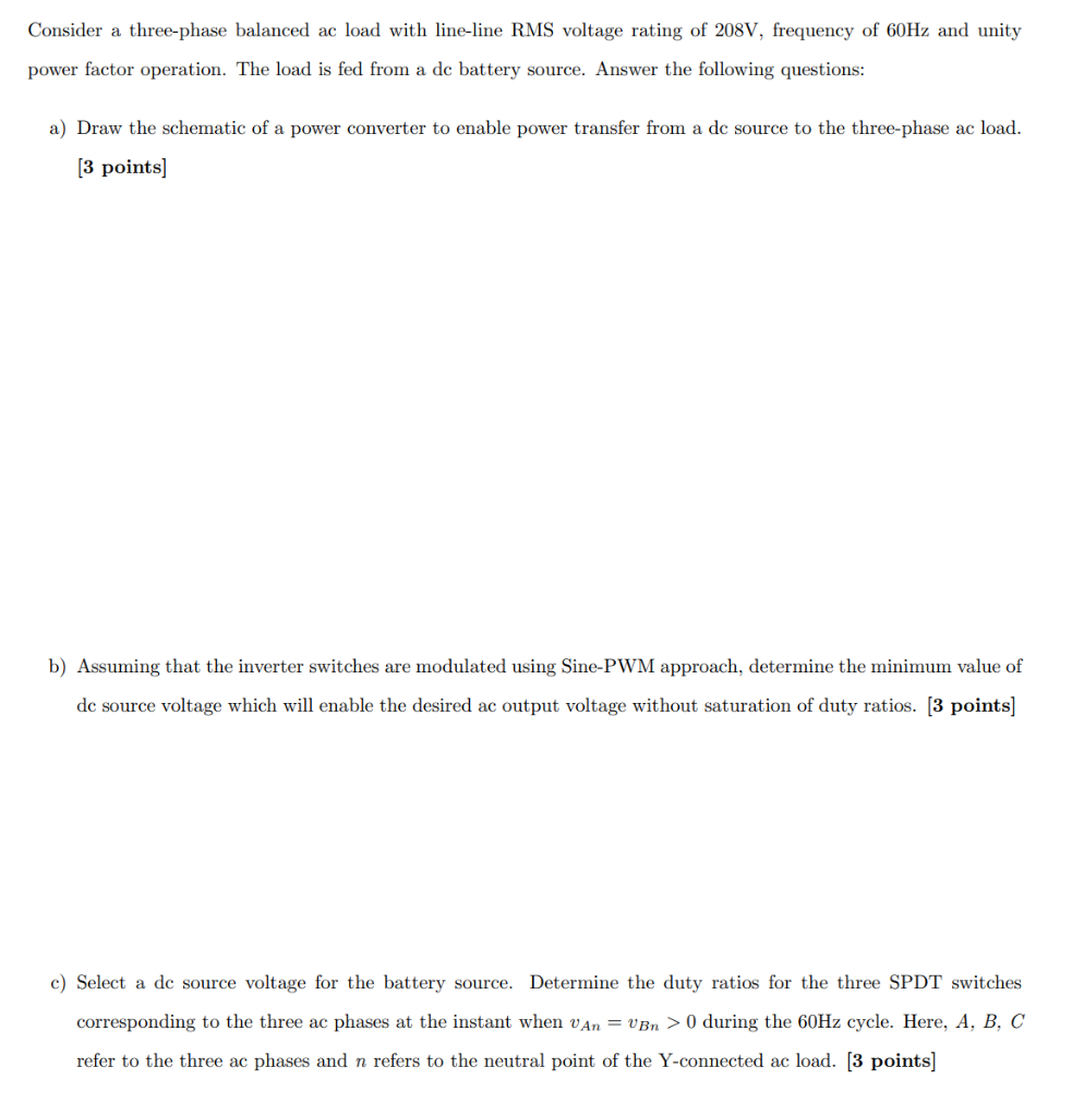Solved Consider a three-phase balanced ac load with | Chegg.com