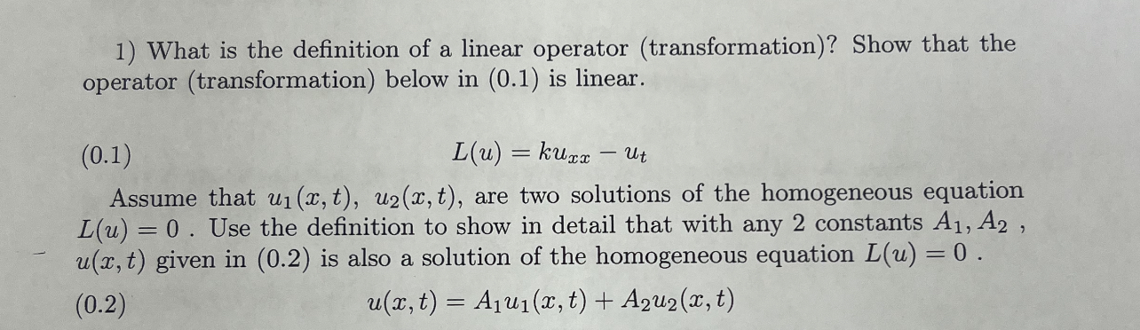 Solved 1) What is the definition of a linear operator | Chegg.com