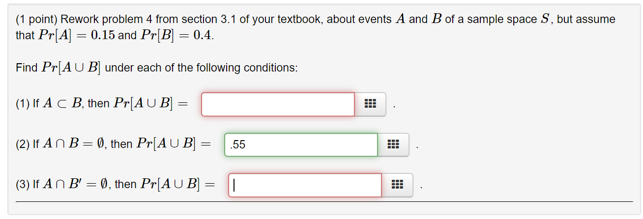 Solved (1 point) Rework problem 4 from section 3.1 of your | Chegg.com