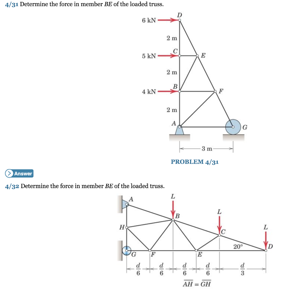 Solved 31. Determine the force in member BE of the loaded | Chegg.com Solved 31. Determine the force in member BE of the loaded | Chegg.com