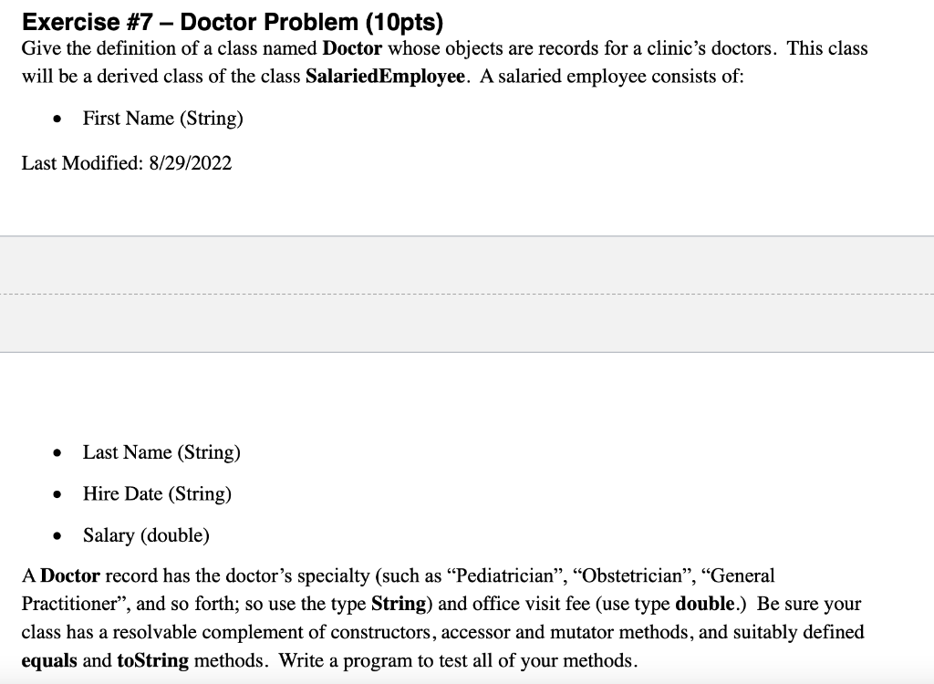 Solved Exercise #7 - Doctor Problem (10pts) Give the | Chegg.com