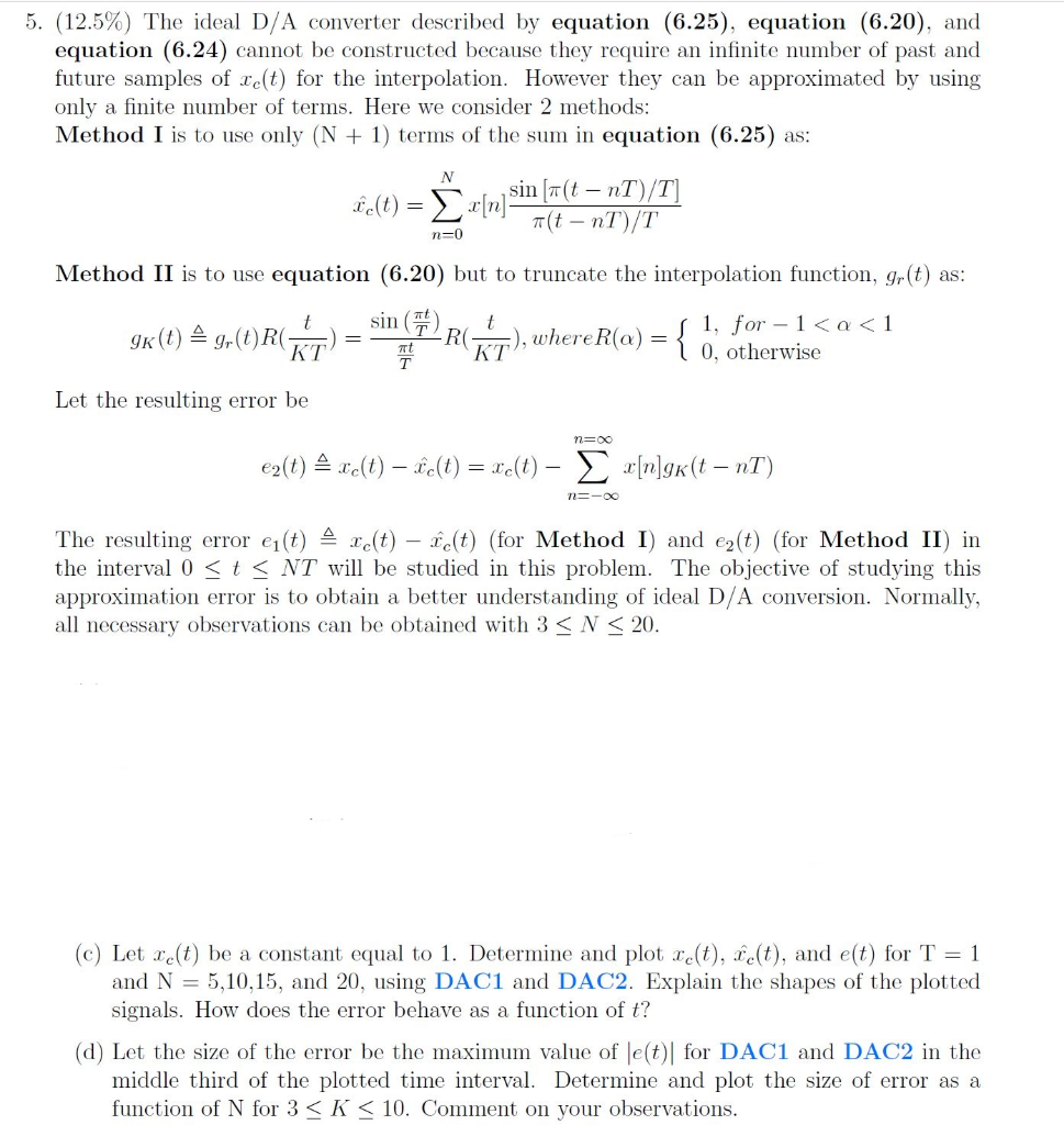 5. (12.5%) The ideal D/A converter described by | Chegg.com