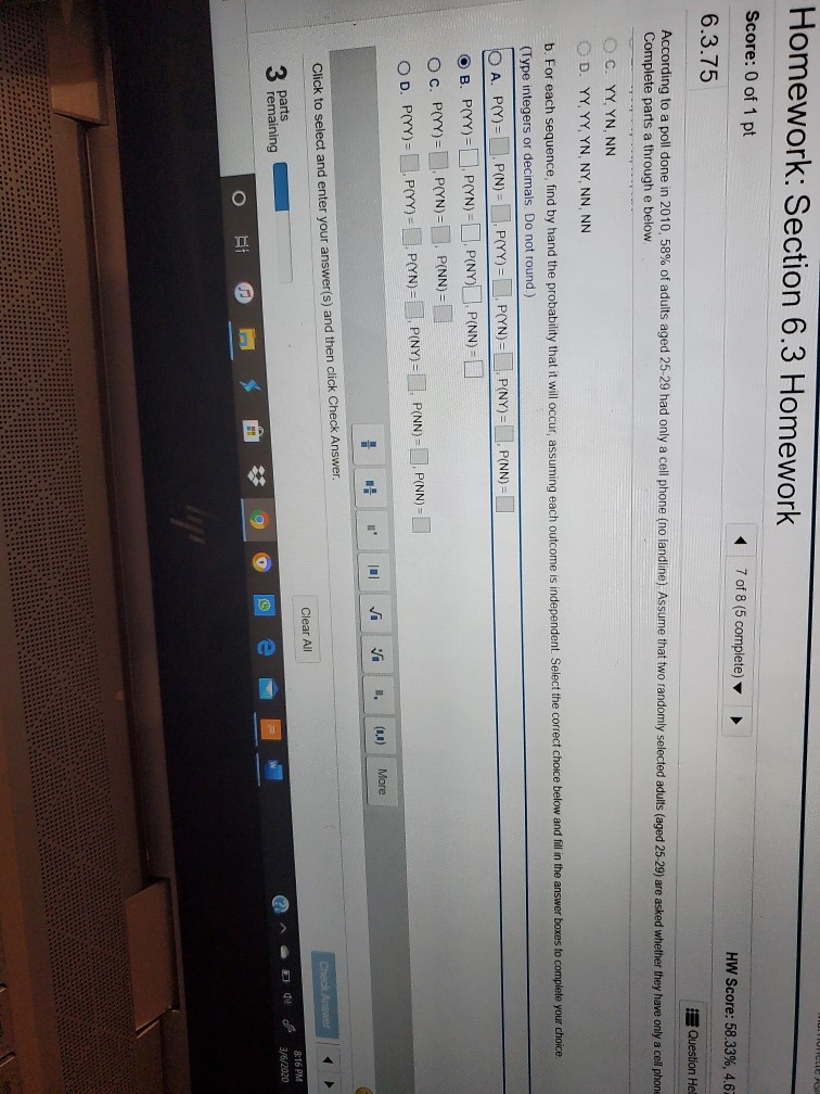 Solved Homework Section 6 3 Homework Score 0 Of 1 Pt 7 Of
