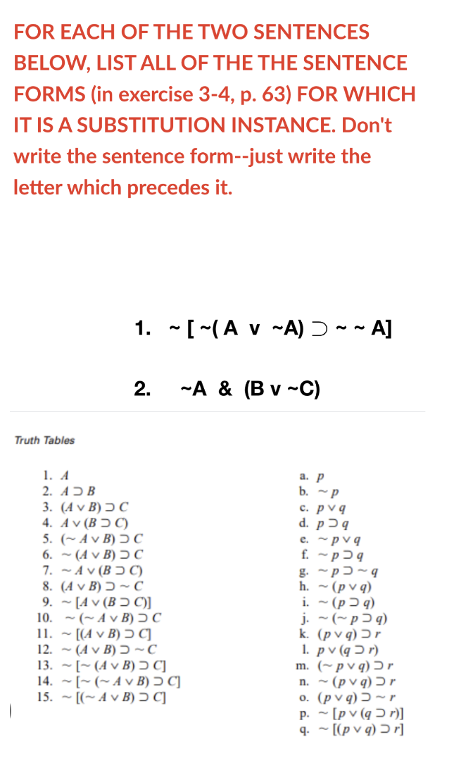 Solved FOR EACH OF THE TWO SENTENCES BELOW, LIST ALL OF THE | Chegg.com