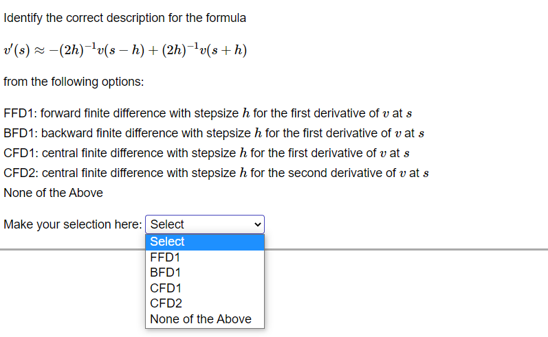 Solved Identify the correct description for the formula | Chegg.com