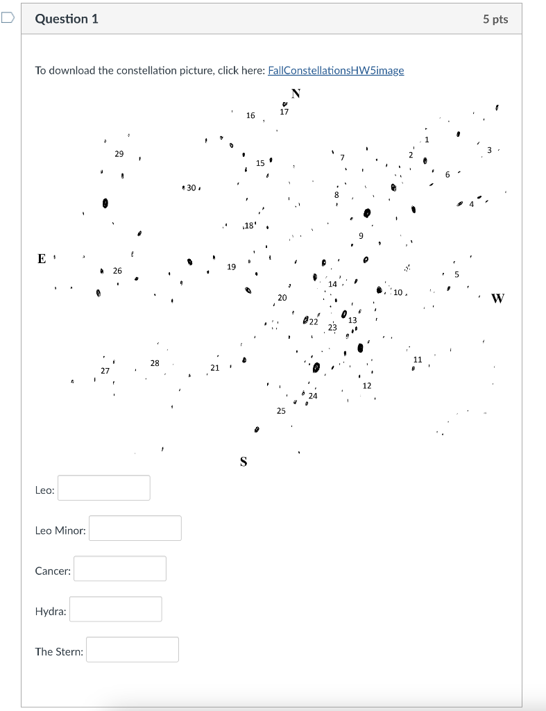 Solved Please respond with those 5 constellations and there | Chegg.com