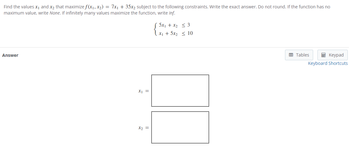 Solved Find the values x1 and x2 that maximize | Chegg.com