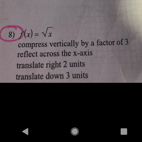 Solved compress vertically by a factor of 3 reflect across | Chegg.com