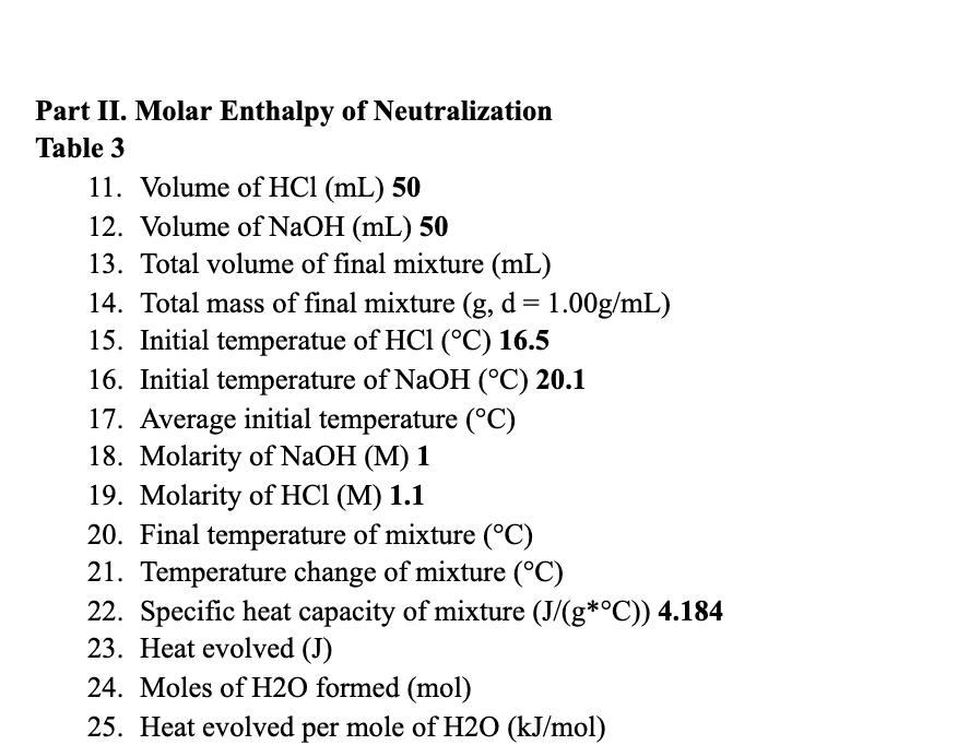 Solved Data Sheet: Part I. Specific Heat Capacity of Metal | Chegg.com