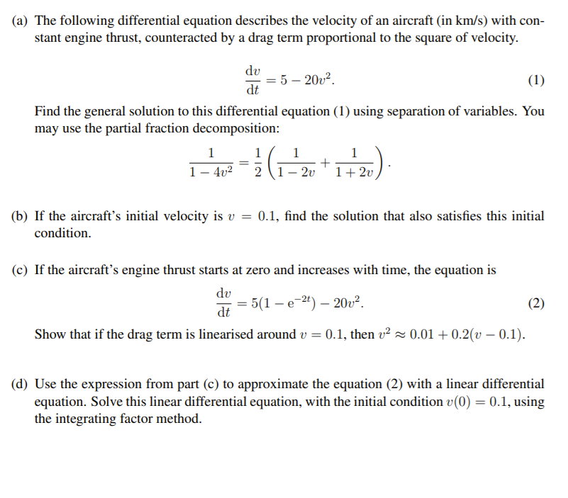 Solved (a) The following differential equation describes the | Chegg.com