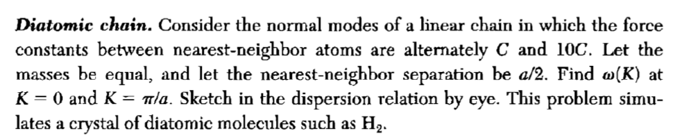 Solved Diatomic chain. Consider the normal modes of a linear | Chegg.com