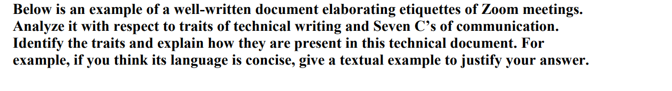 Below is an example of a well-written document | Chegg.com