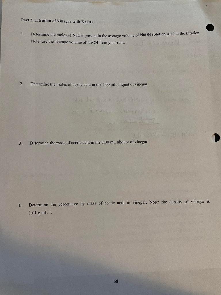 Solved DATA AND MINOR CALCULATIONS Molarity of the | Chegg.com